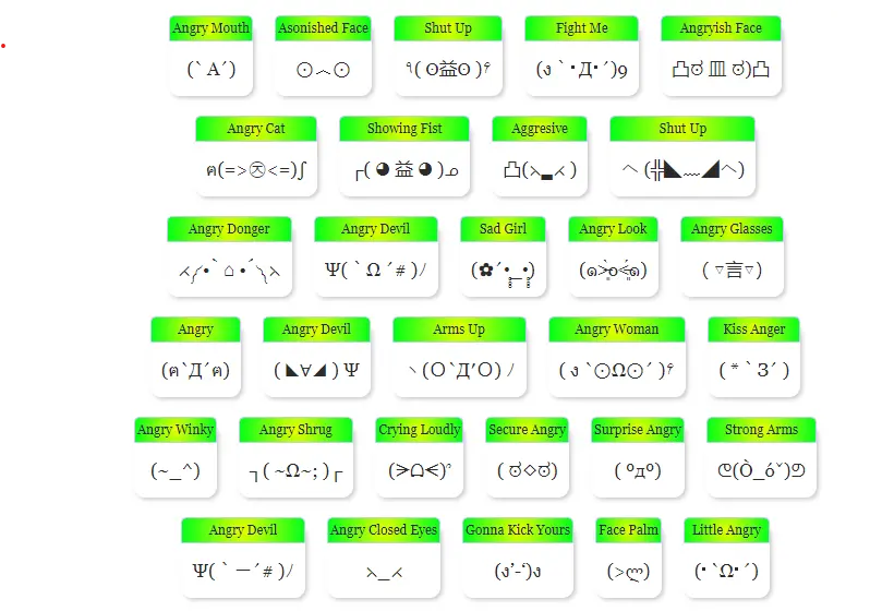 Angry Text Emojis & Emoticon (` A´)